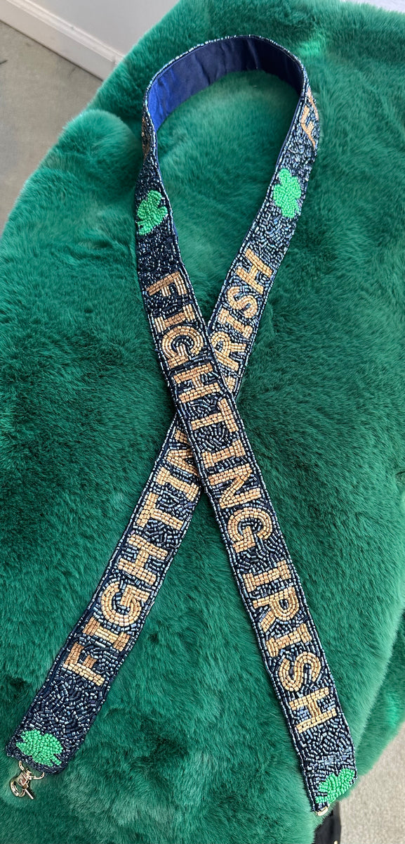Notre Dame Fighting Irish Purse Strap with Shamrock – Gigi’s Closette Ltd.