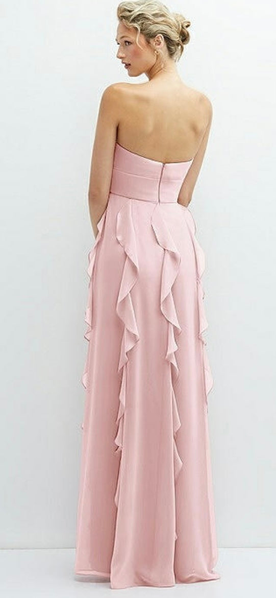 Dessy 1580 Strapless Chiffon Long Gown – Gigi’s Closette Ltd.